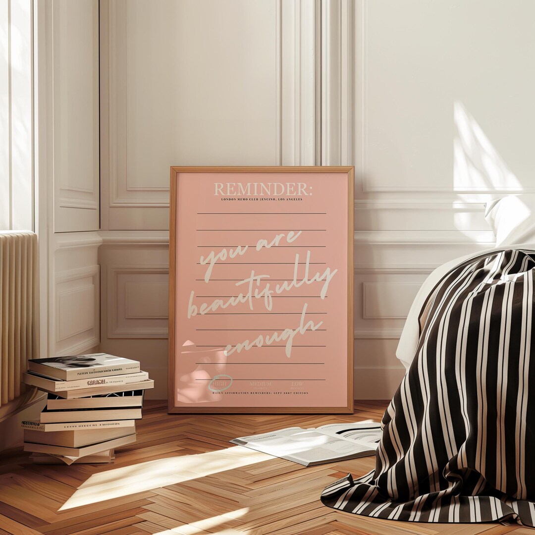 Daily Reminder Print, Pink Girl Poster, Trendy Aesthetic Home Decor ...