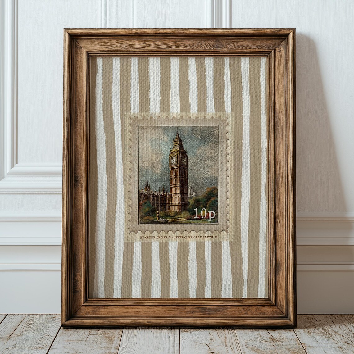 Vintage Big Ben Print London England Wall Art Living Room Postage Stamp ...
