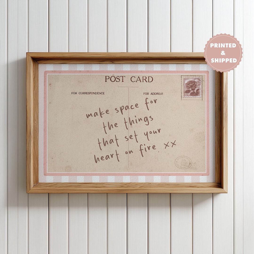 Vintage Postcard Print Horizontal Pink Trendy Retro Aesthetic Preppy ...