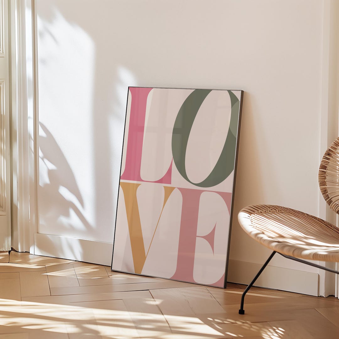 Love Art Print Retro 70s Love Poster, Trendy Wall Print, Modern Color ...