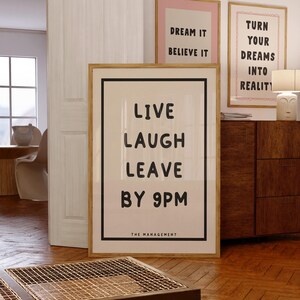 Live Laugh Leave by 9PM Print, Hand Drawn Neutral Art, Funny Boho ...