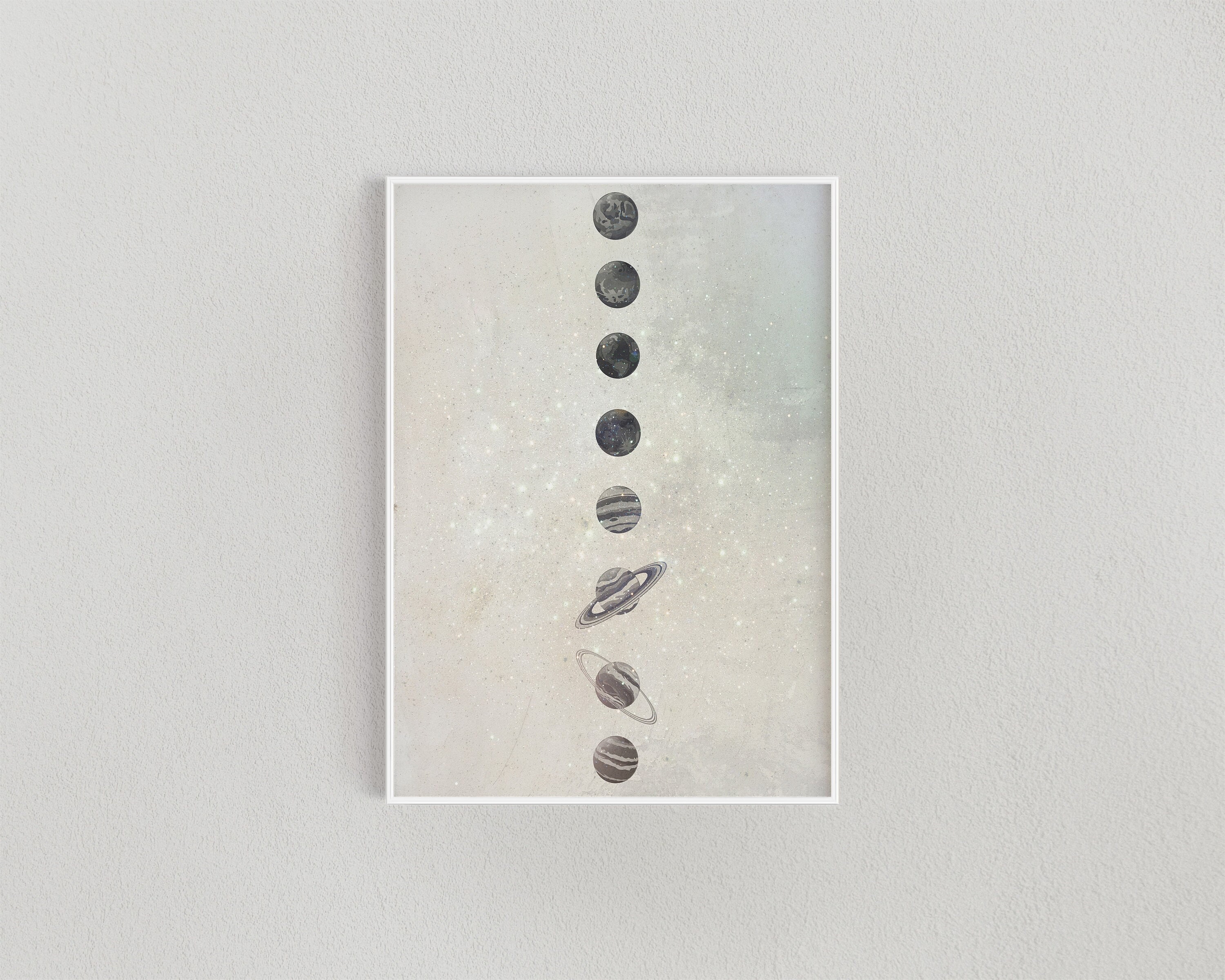 Solar System Wall Art, Black and White, Planets Printable, Space Poster ...