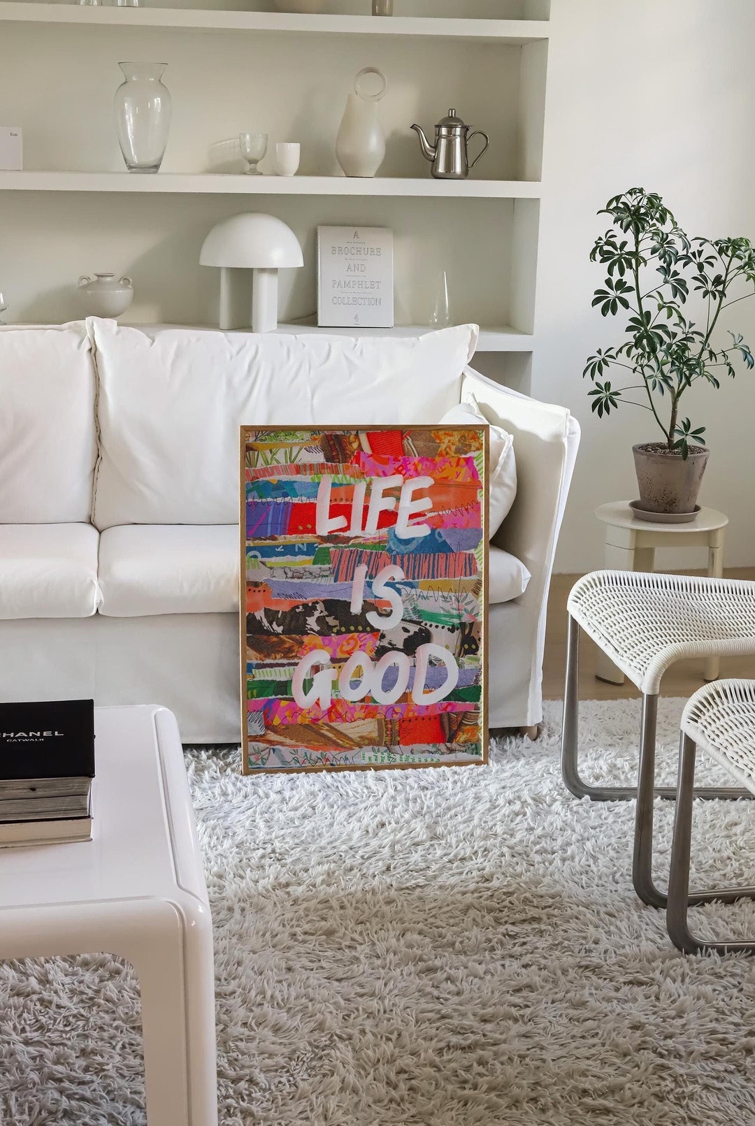 Life is Good Collage Printable Wall Art, Bar Cart Decor Vintage Style ...