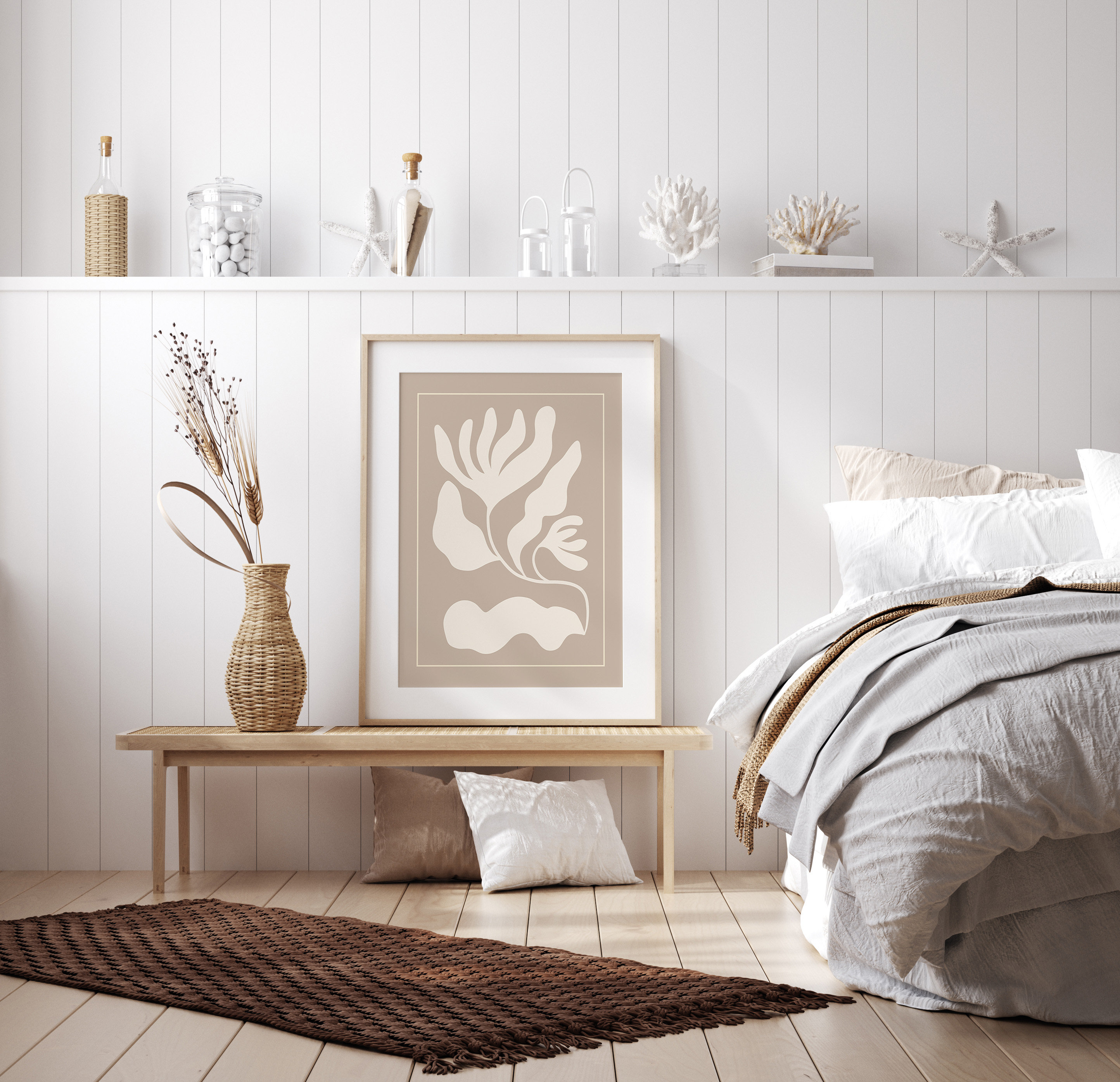 Beige Wall Abstract Art Print, Printable Mid Century Modern Wall Art ...