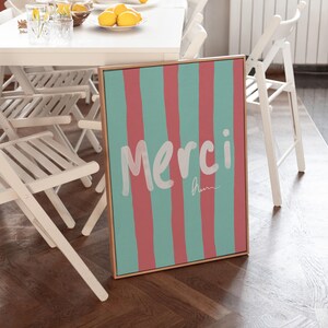 Merci Quote Print, Trendy Aesthetic Home Decor, Cute French Typography ...