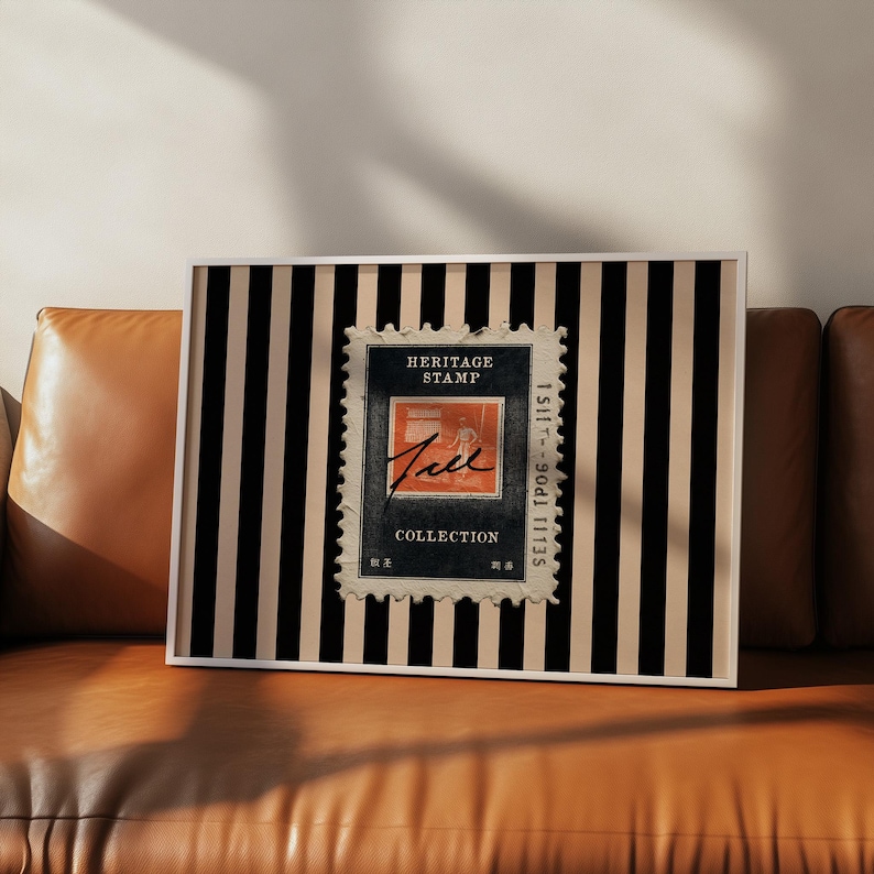 Vintage Postage Stamp Print Retro Bedroom Poster Old Stamp Wall Art ...