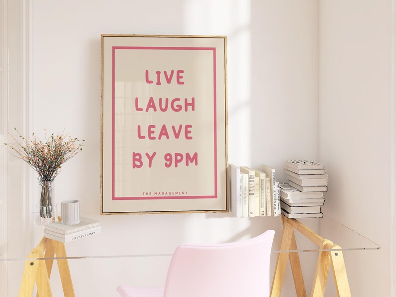 Live Laugh Leave by 9PM Print, Hand Drawn Neutral Art, Funny Boho ...