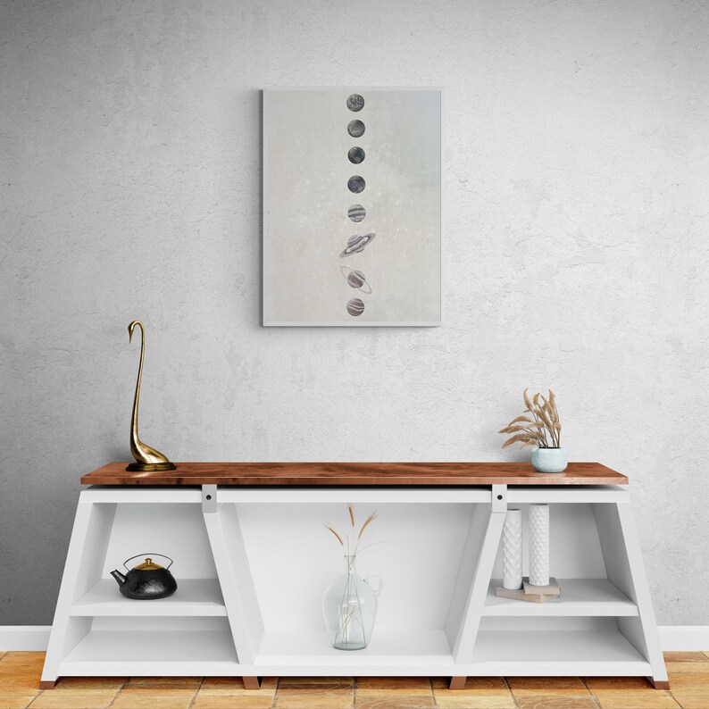 Solar System Wall Art, Black and White, Planets Printable, Space Poster ...