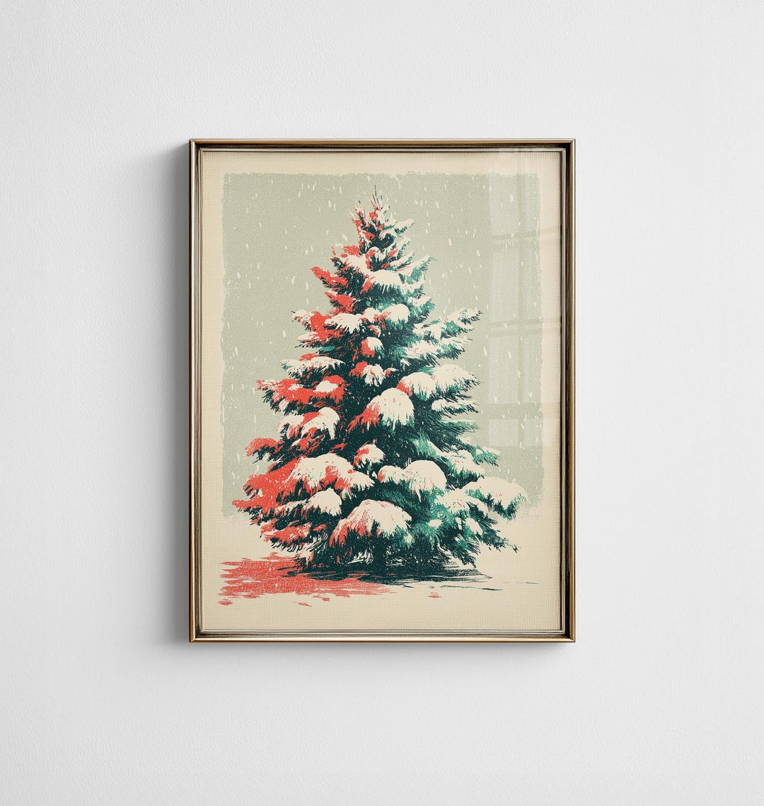 Christmas Tree Print Illustration Modern Winter Forest Decor Holiday ...