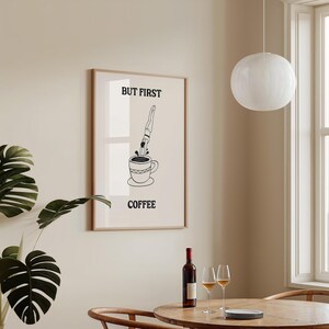 But First Coffee Poster, Cafe Print, Retro Coffee Art Espresso Print ...