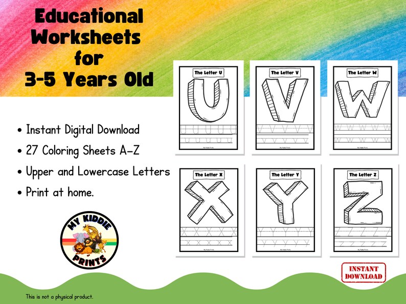 27 Printable Alphabet Coloring Book Worksheets Preschool-kdg - Etsy