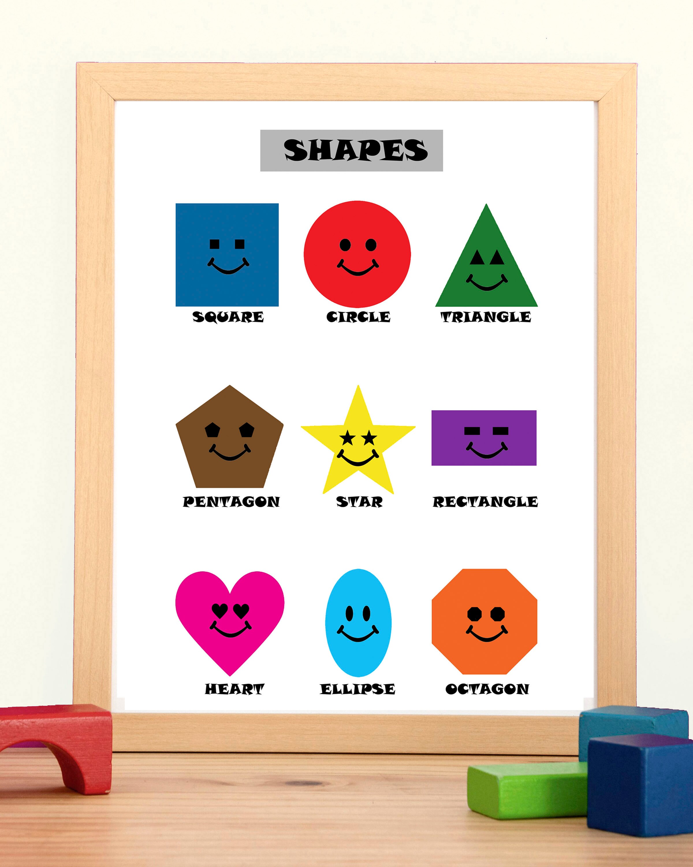 Learning SHAPES Educational Poster, Geometric Shapes Printable, Kids ...