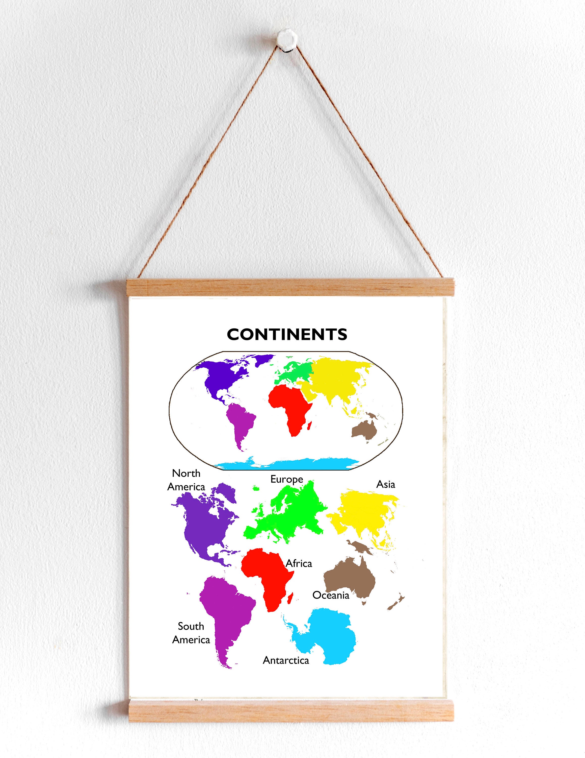 Educational World Map Poster for Kids, Continents Nursery Wall Art ...