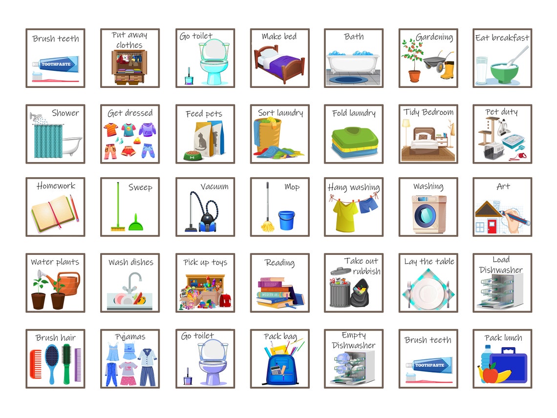 Kids Daily Responsibilities Chart Printable Daily Routine - Etsy