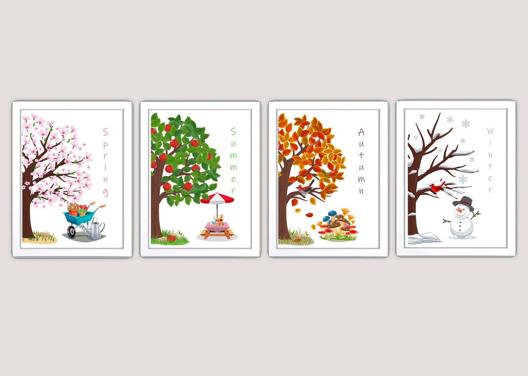 Four Changing Seasons Poster, Set of 4 Prints, Printable Wall Art ...