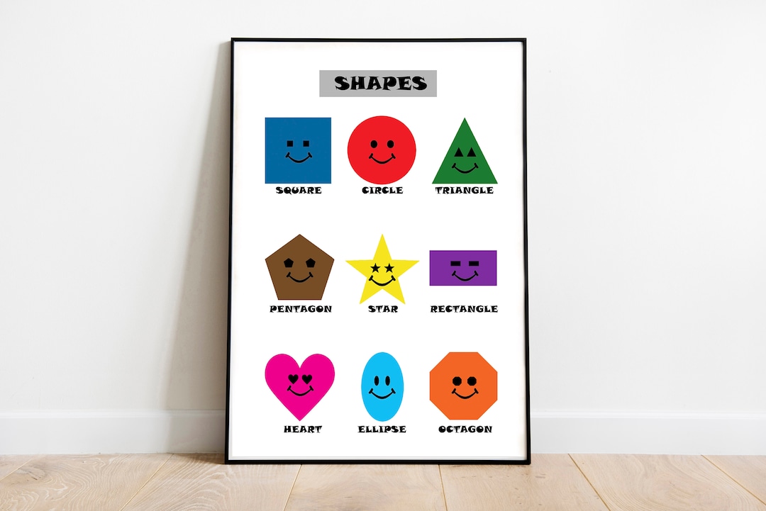 Learning SHAPES Educational Poster, Geometric Shapes Printable, Kids ...