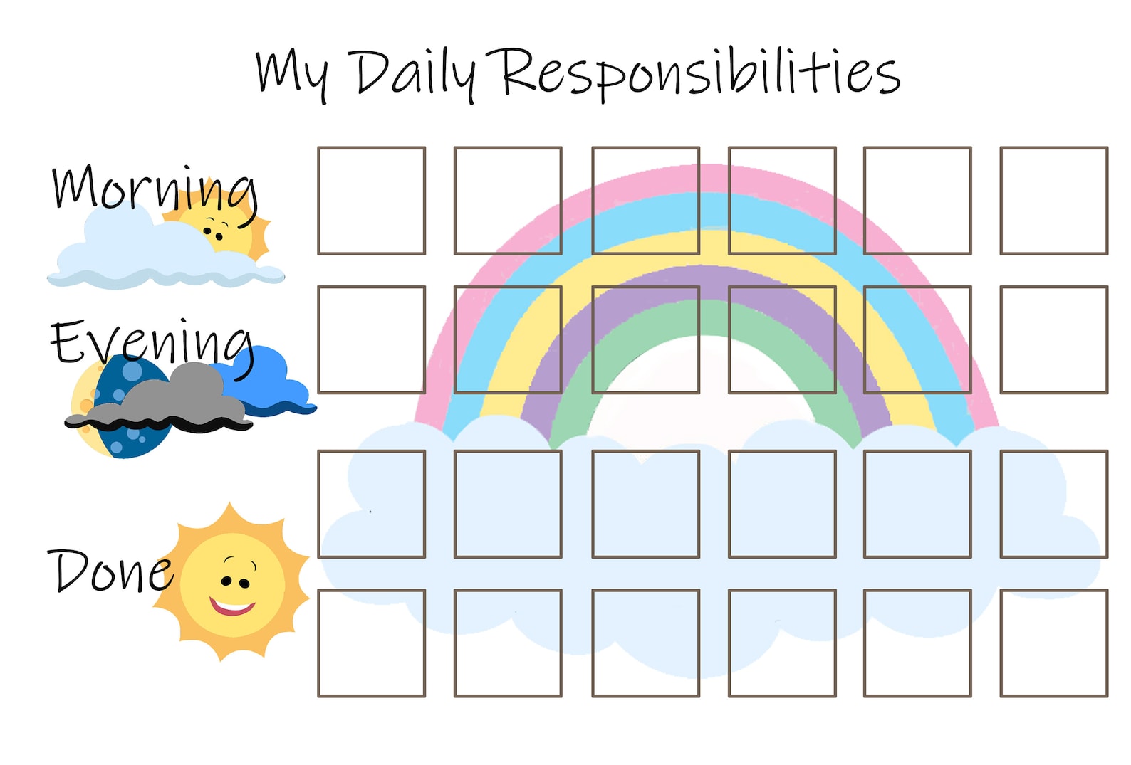 Kids Daily Responsibilities Chart, Printable Daily Routine, Chore Chart ...