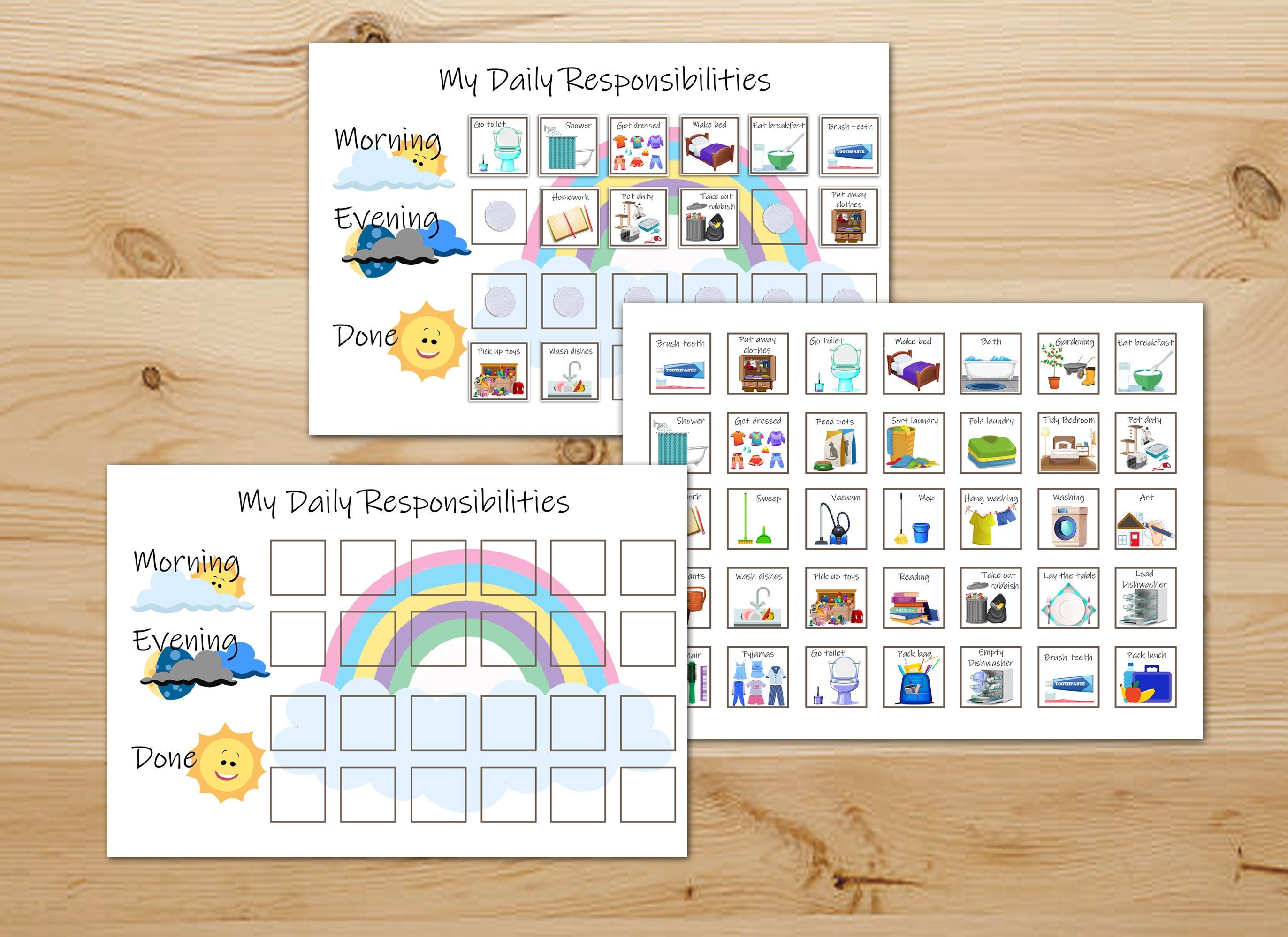 Kids Daily Responsibilities Chart, Printable Daily Routine, Chore Chart ...