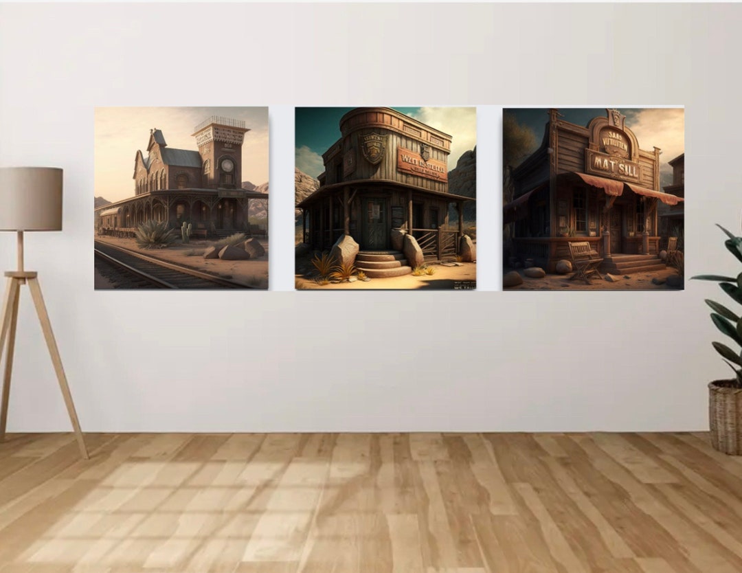 Set of 3: Wild West Style Poster Set, Perfect for Canvas Prints ...