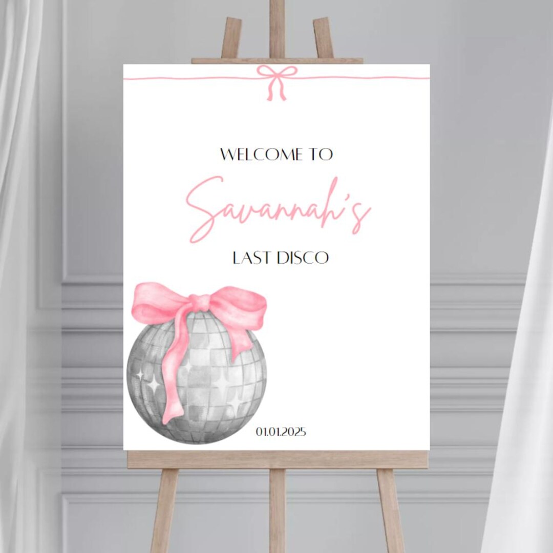 Pink 'last Disco' Hens Party Welcome Sign Template - Etsy