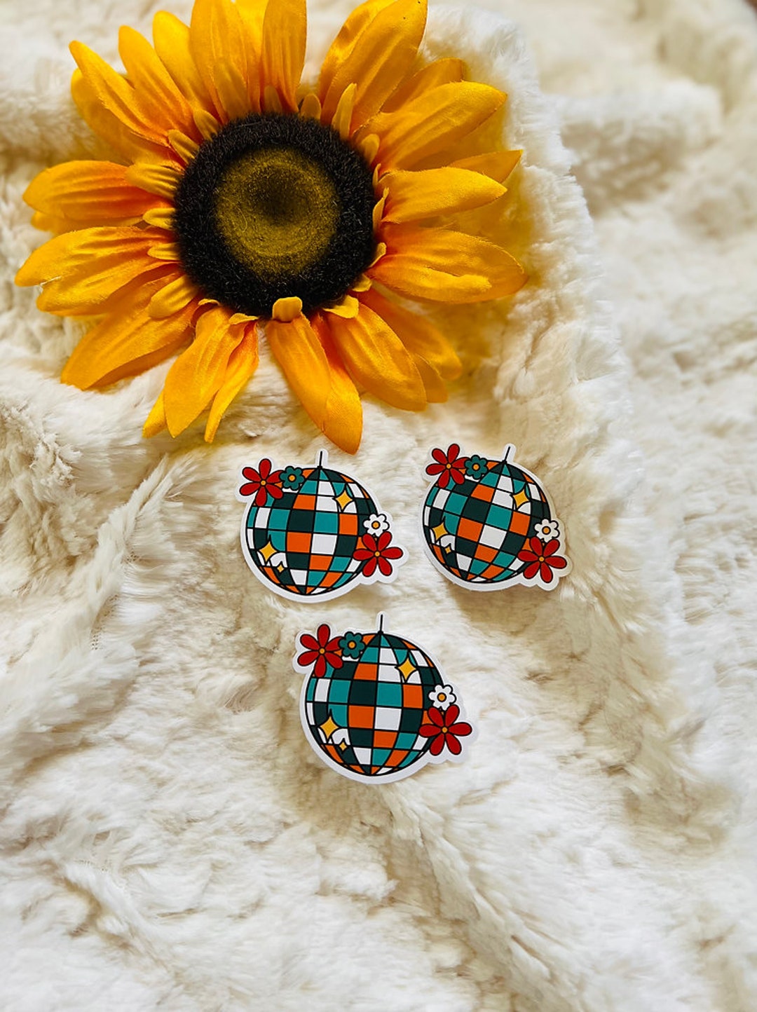 Let's Groove Sticker Hand-drawn Disco Disco Ball 70s 80s Vibes Teal ...