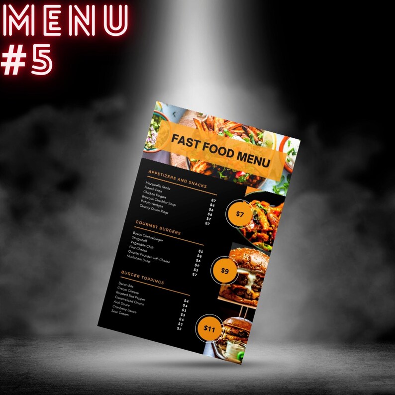 Food Menu Template Restaurant Editable Menu PDF Instant - Etsy
