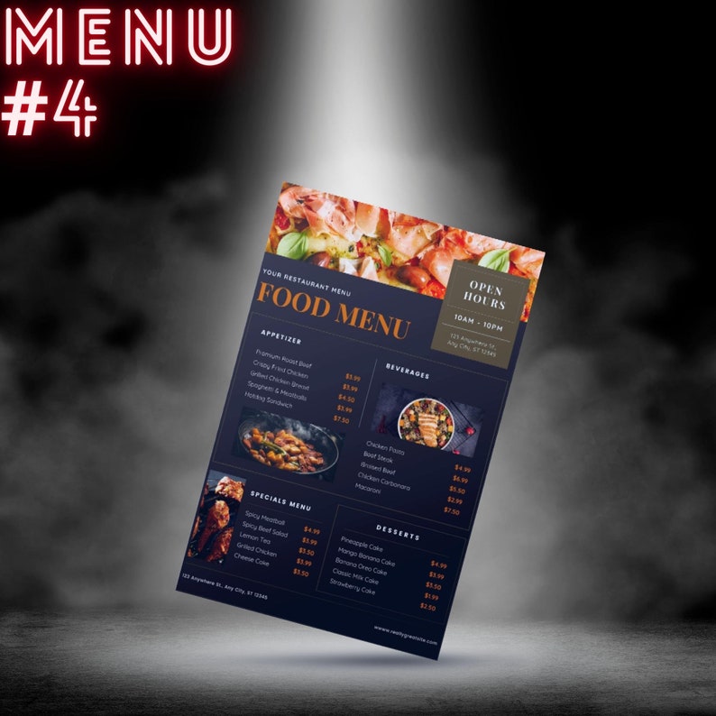 Food Menu Template | Restaurant Editable Menu | PDF Instant Download ...