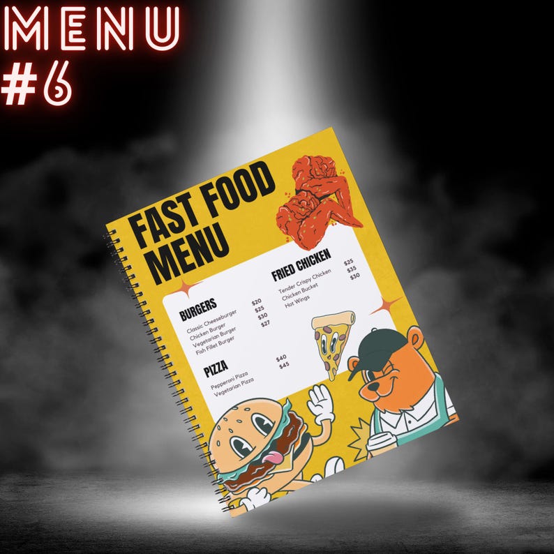 Fast Food Menu Template: Editable Restaurant Menu (PDF Instant Download ...