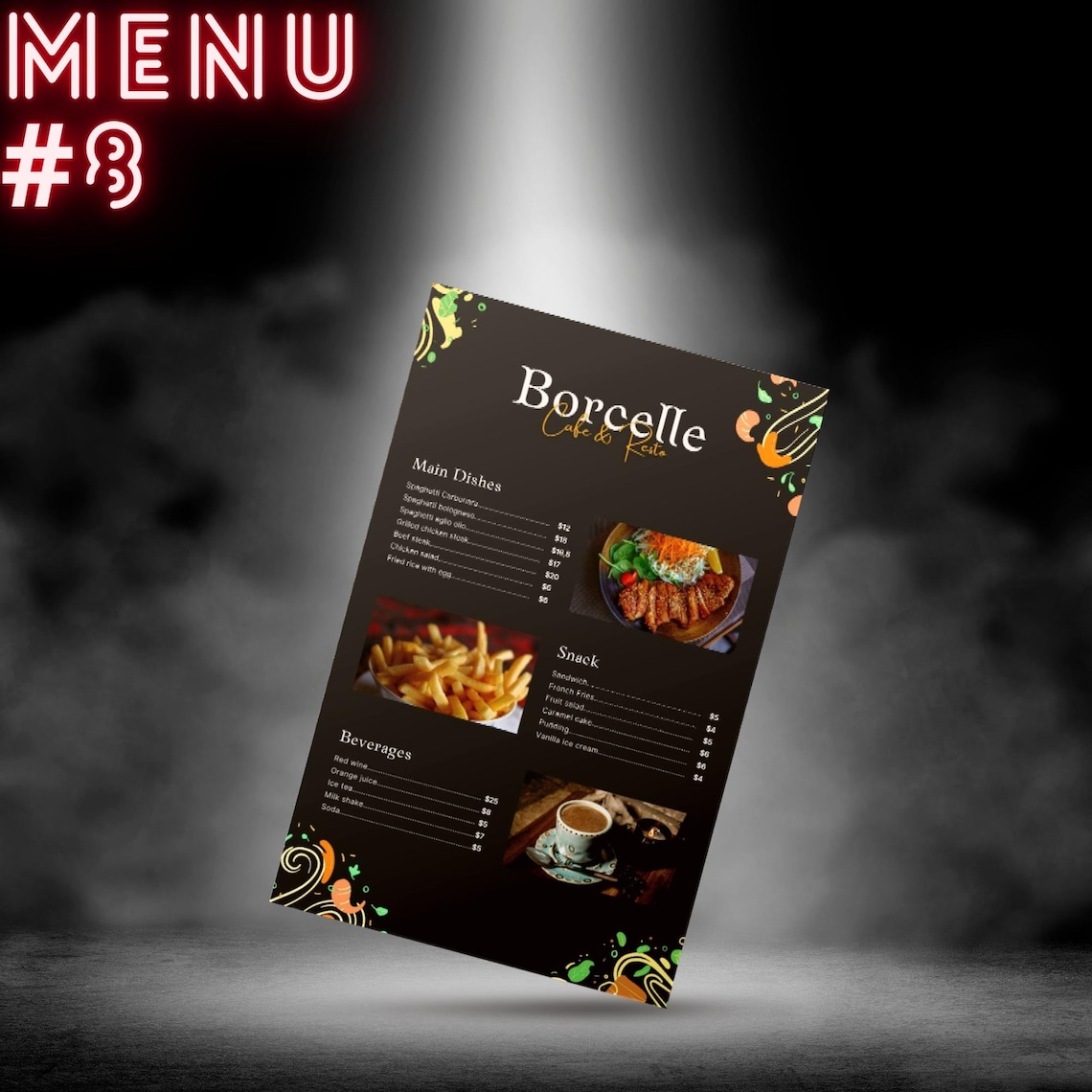 Plantilla de menú de comida / Menú editable de restaurante / - Etsy México