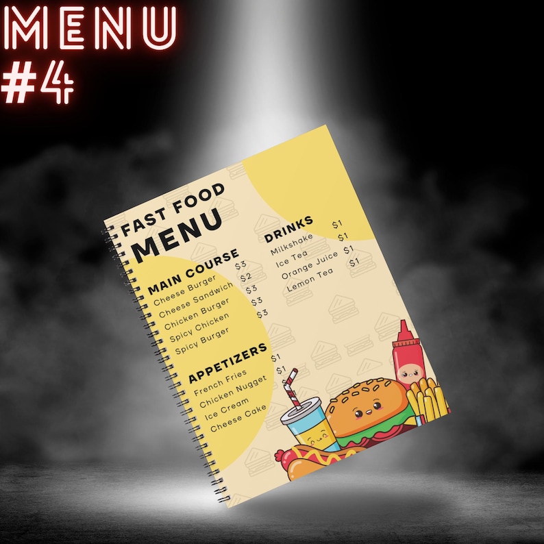 Fast Food Menu Template: Editable Restaurant Menu (PDF Instant Download ...
