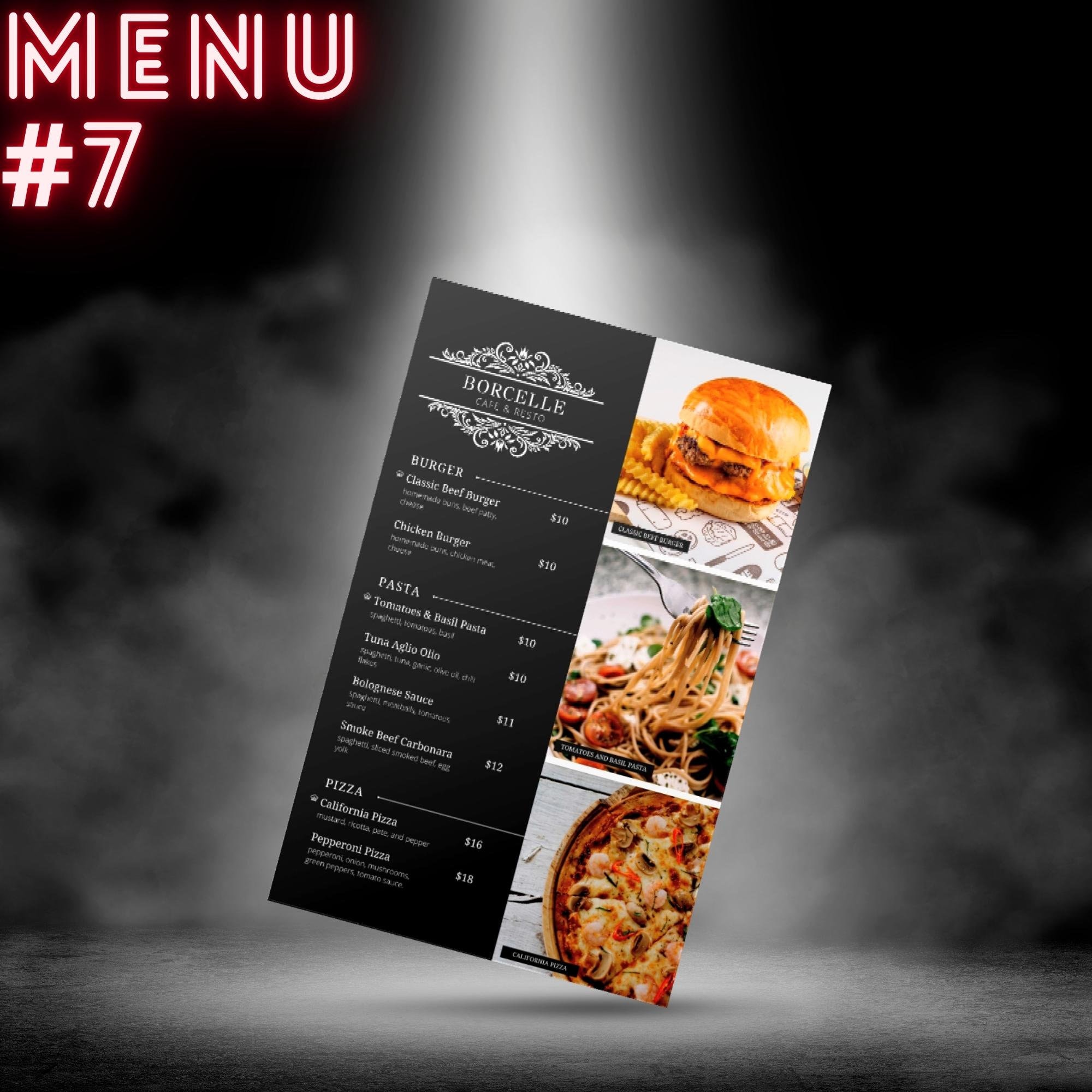 Food Menu Template Restaurant Editable Menu PDF Instant - Etsy