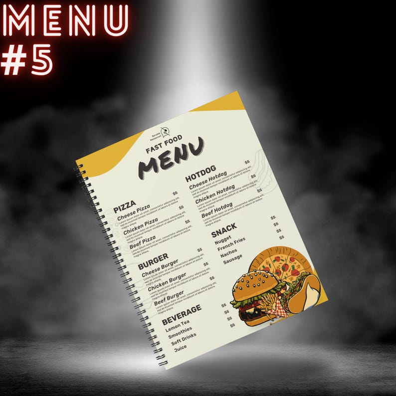 Fast Food Menu Template: Editable Restaurant Menu (PDF Instant Download ...