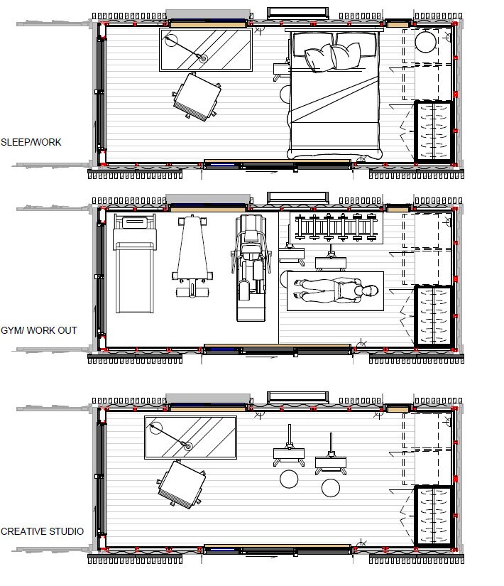 20FT Shipping Container Single Door Sleepout/studio Full Architectural ...