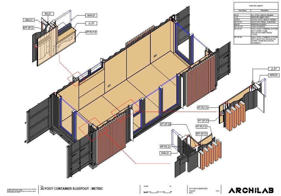 20FT Shipping Container Sleepout/studio Full Architectural - Etsy Australia
