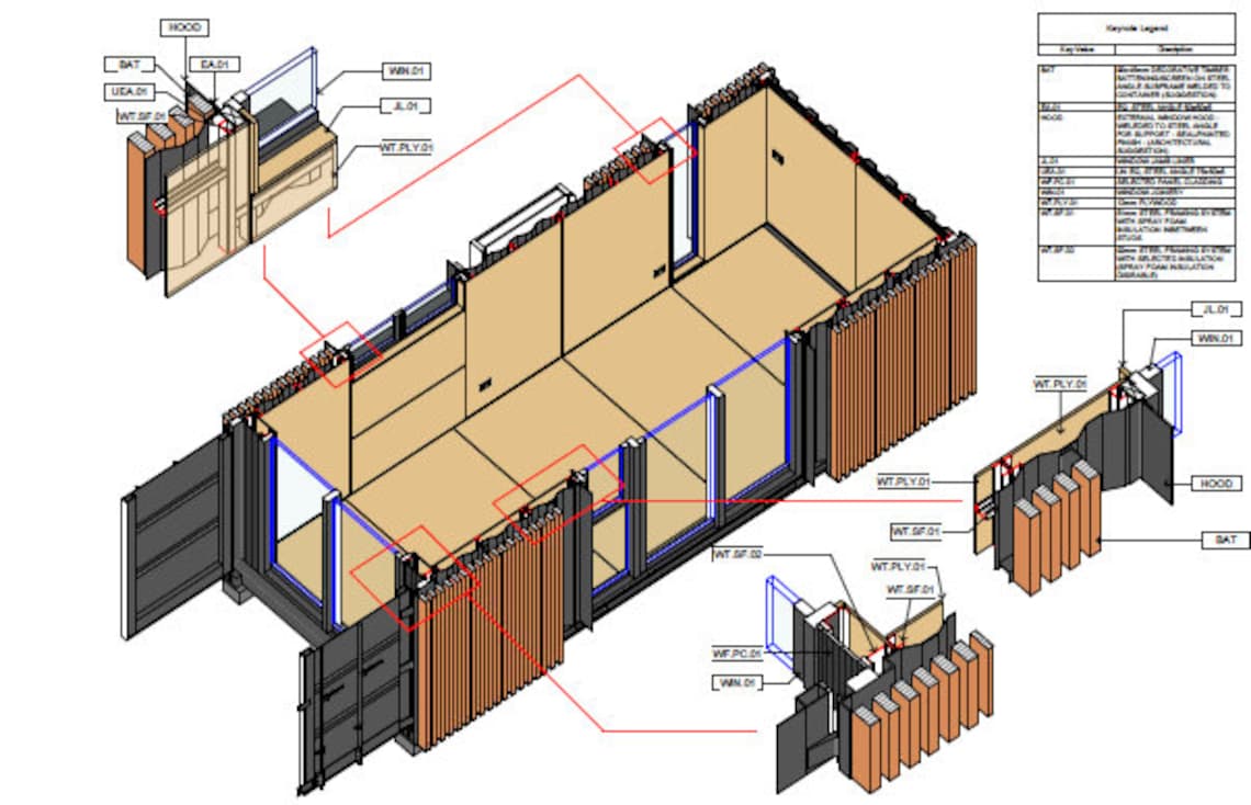 20FT Shipping Container Single Door Sleepout/studio Full Architectural ...