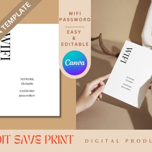 Editable Wifi Password Card, Wifi Password Sign, Airbnb Wifi, Ready to ...