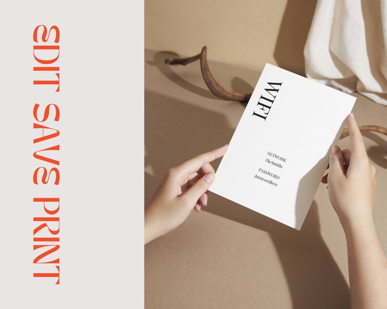 Editable Wifi Password Card, Wifi Password Sign, Airbnb Wifi, Ready to ...