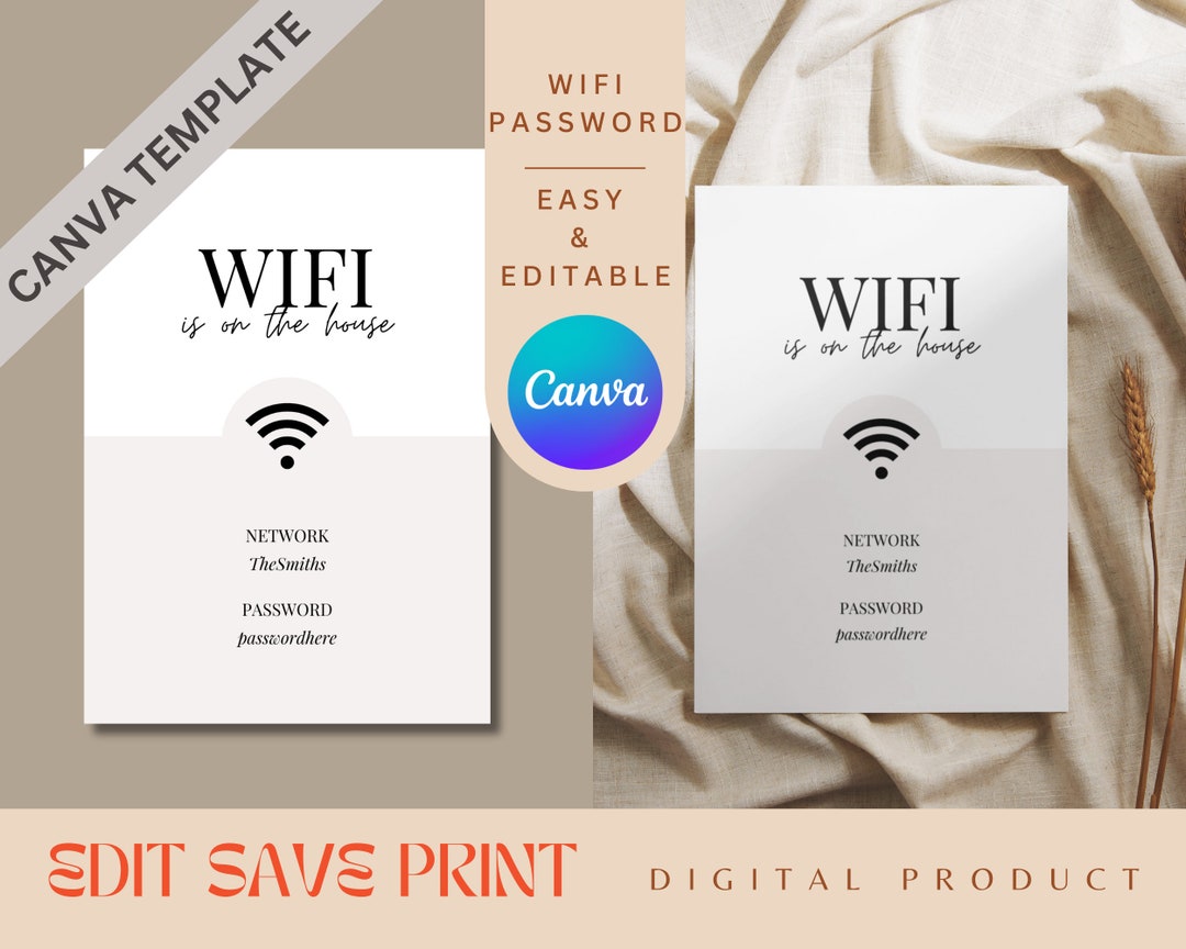 Editable Wifi Password Card, Wifi Password Sign, Airbnb Wifi, Ready to ...