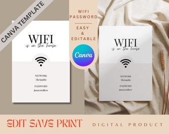 Editable Wifi Password Card, Wifi Password Sign, Airbnb Wifi, Ready to ...
