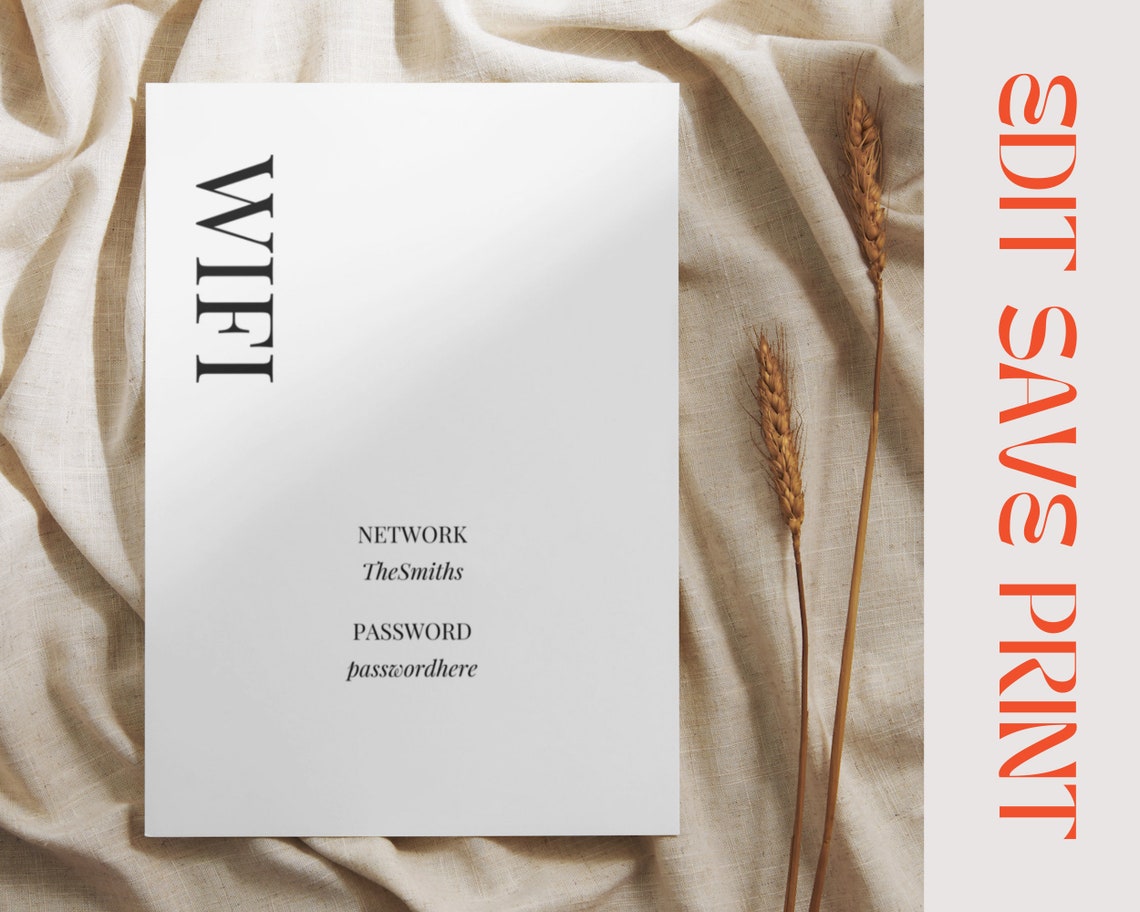 Editable Wifi Password Card, Wifi Password Sign, Airbnb Wifi, Ready to ...