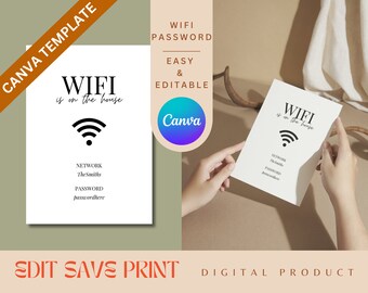 Editable Wifi Password Card, Wifi Password Sign, Airbnb Wifi, Ready to ...