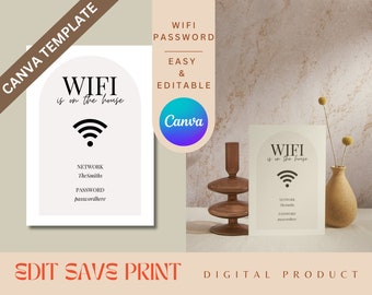 Editable Wifi Password Card, Wifi Password Sign, Airbnb Wifi, Ready to ...