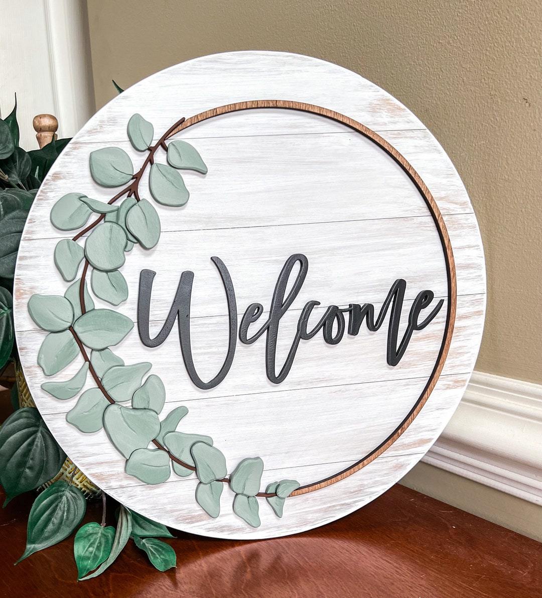 Silver Dollar Eucalyptus Welcome Sign - Etsy