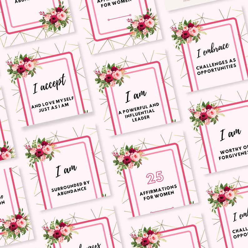 Editable Self Care Card Deck 25 Women Affirmation Cards Affirmations ...