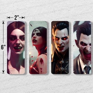Vampire Printable Bookmark Set of 4 Printable Bookmarks Instant ...