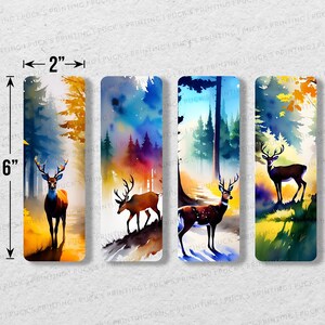 Watercolor Deer Printable Bookmark Set of 4 Printable Bookmarks Instant ...