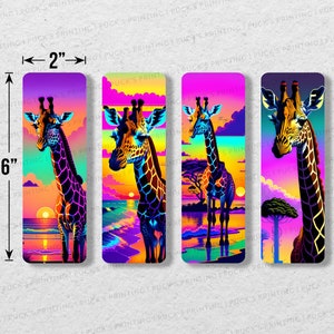 Vaporwave Giraffes Printable Bookmark Set of 4 Printable Bookmarks ...