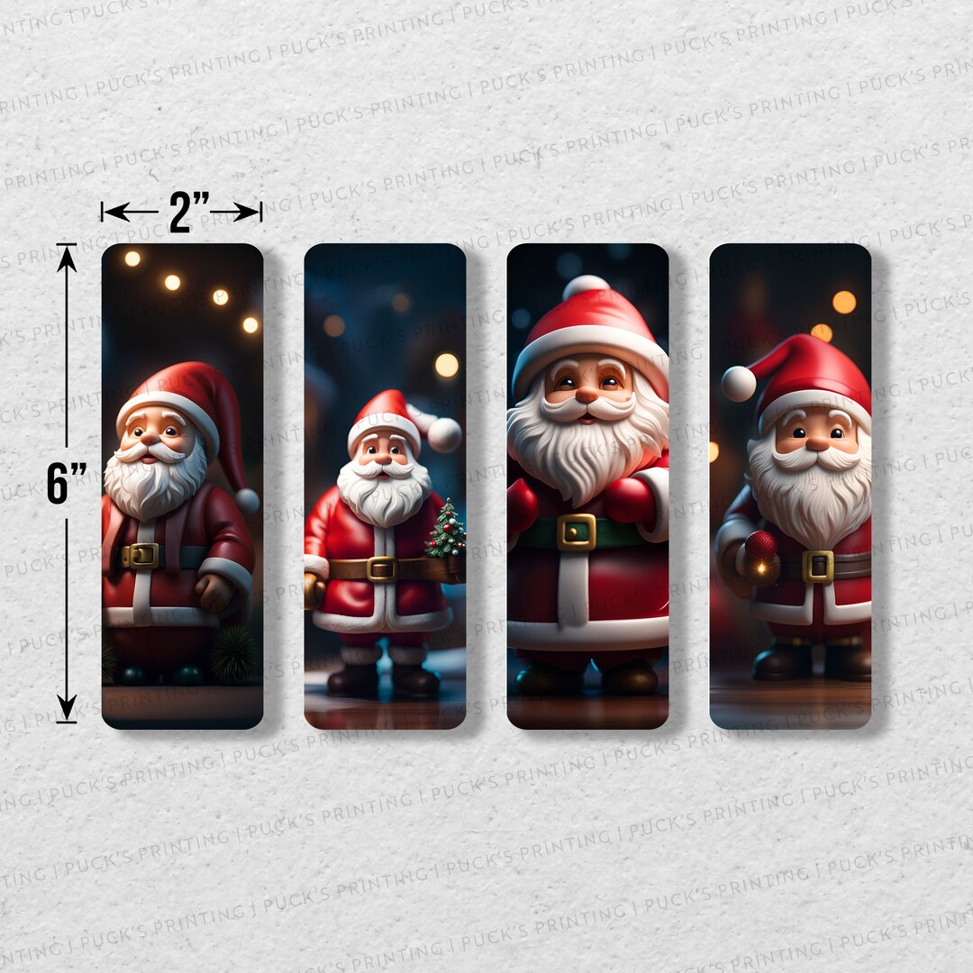 3D Santa Claus Printable Bookmark Set of 4 | Printable Bookmarks ...