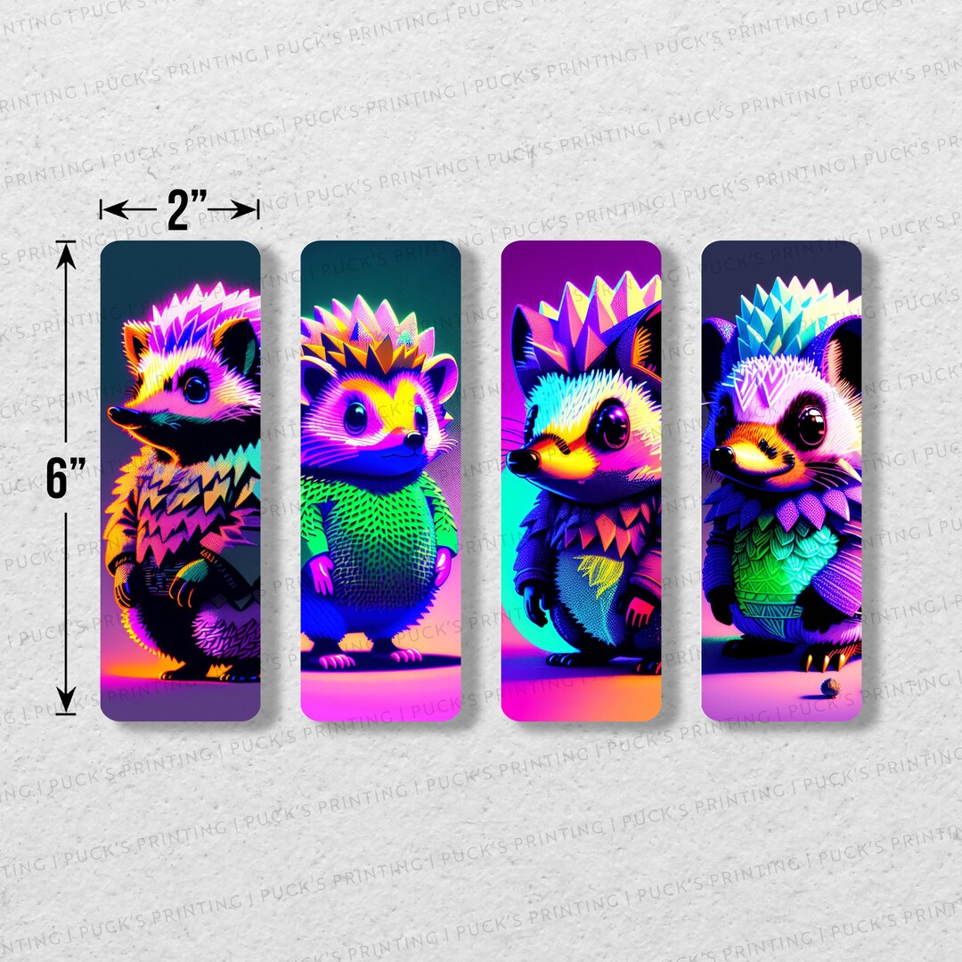 Vaporwave Hedgehogs Printable Bookmark Set of 4 Printable - Etsy