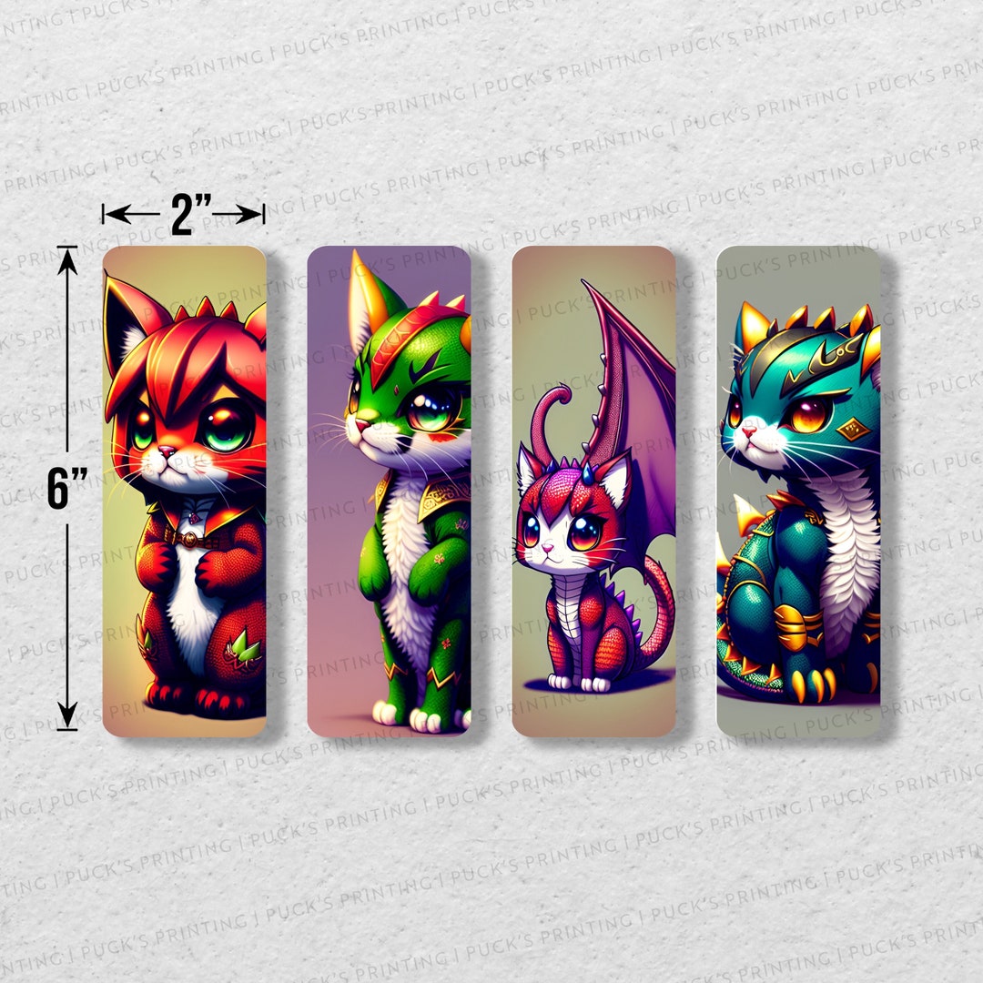 Kawaii Kitten Dragons Printable Bookmark Set of 4 Printable Bookmarks ...